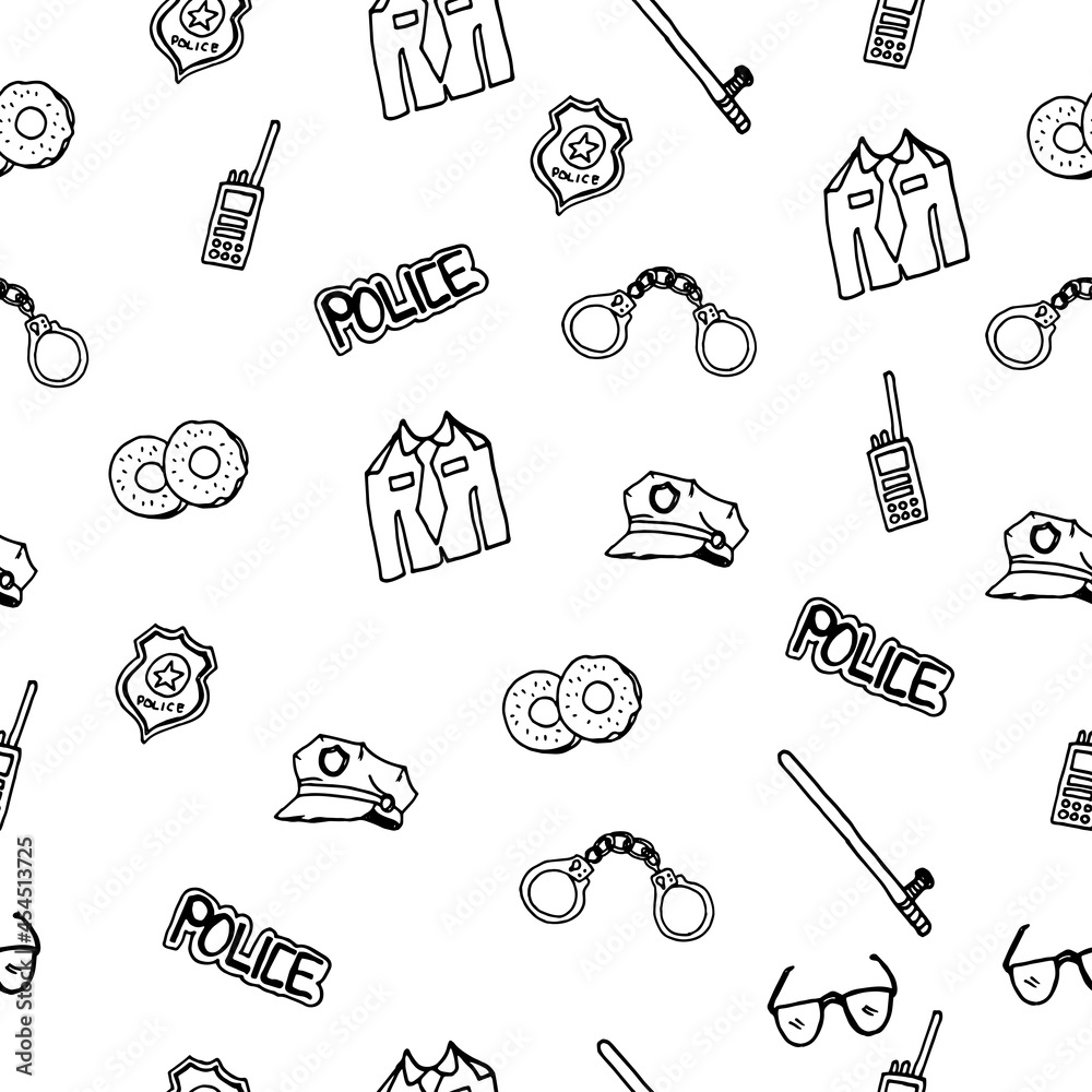 police icon illustration isolated on white background. set of police ...