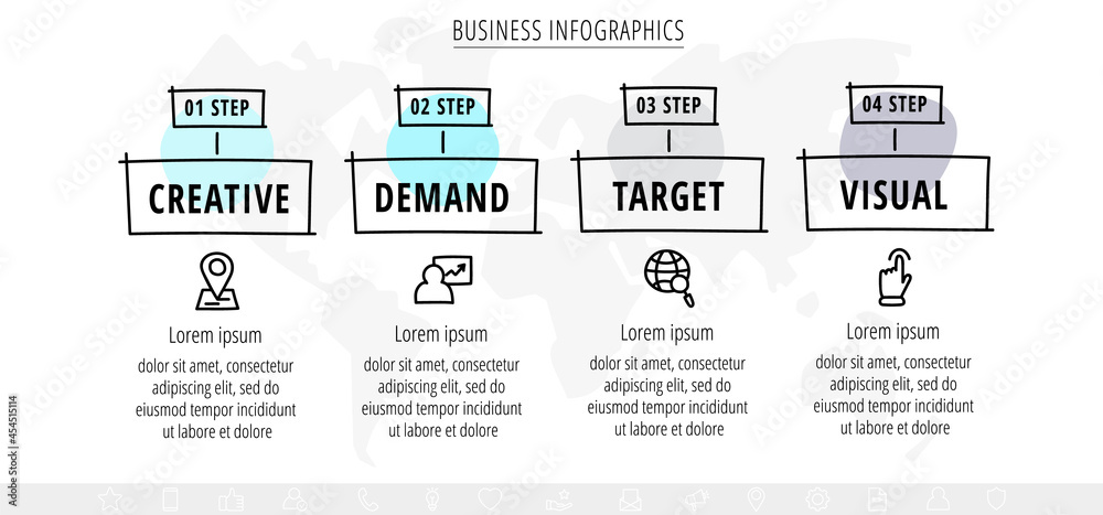 Vektorová grafika „Vector hand-drawn sketch infographics with four ...