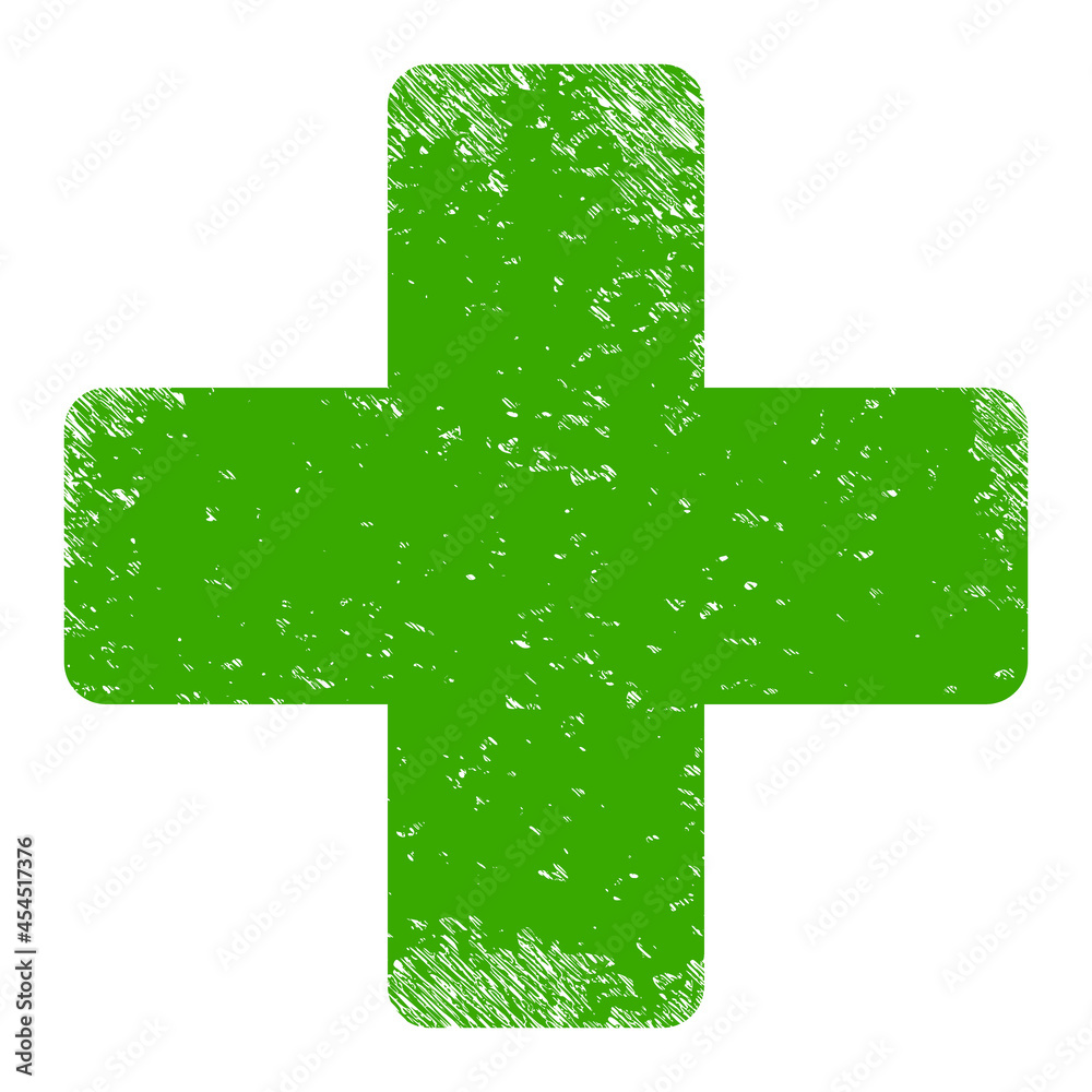 Veterinary cross icon with scratched effect. Isolated vector veterinary ...