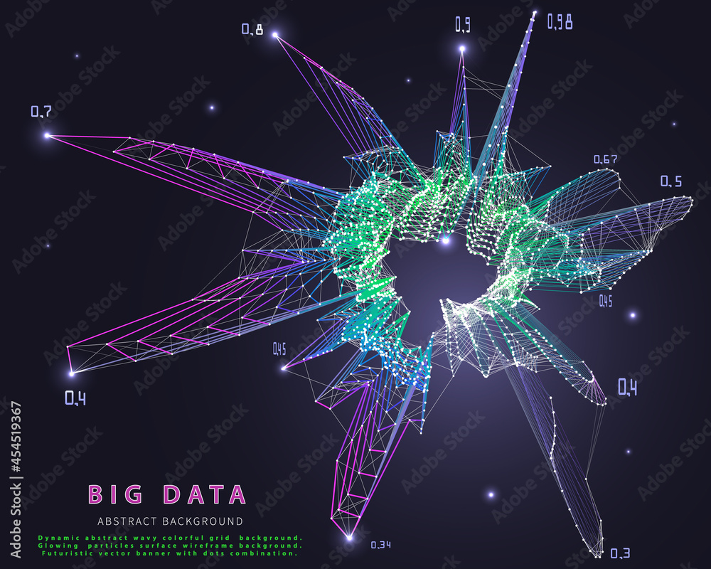 Abstract Technology Background With Polygonal Chaotic Grid Color Analyze Data Analytics