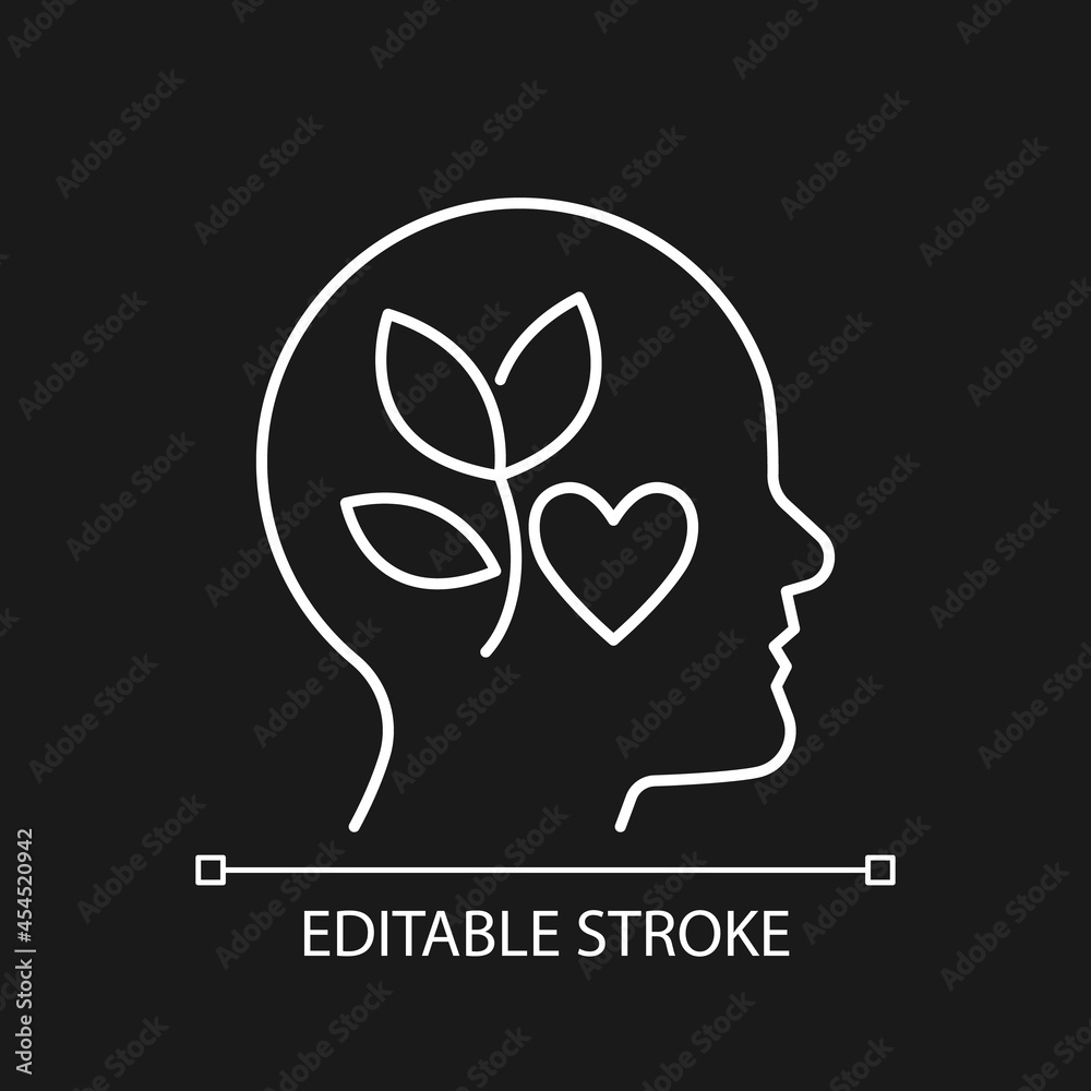 Intrinsic motivation white linear icon for dark theme. Individual ...