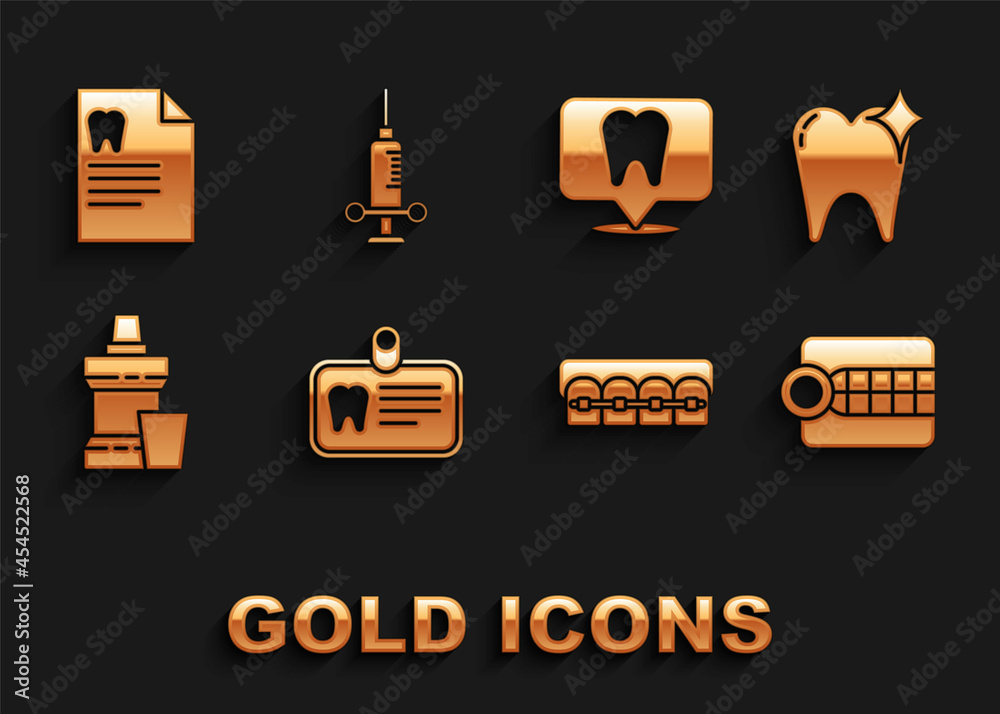 Set Id card with tooth, Tooth whitening concept, Dentures model, Teeth ...