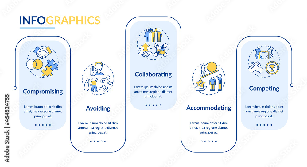 Relation problems resolution vector infographic template. Conflicts ...
