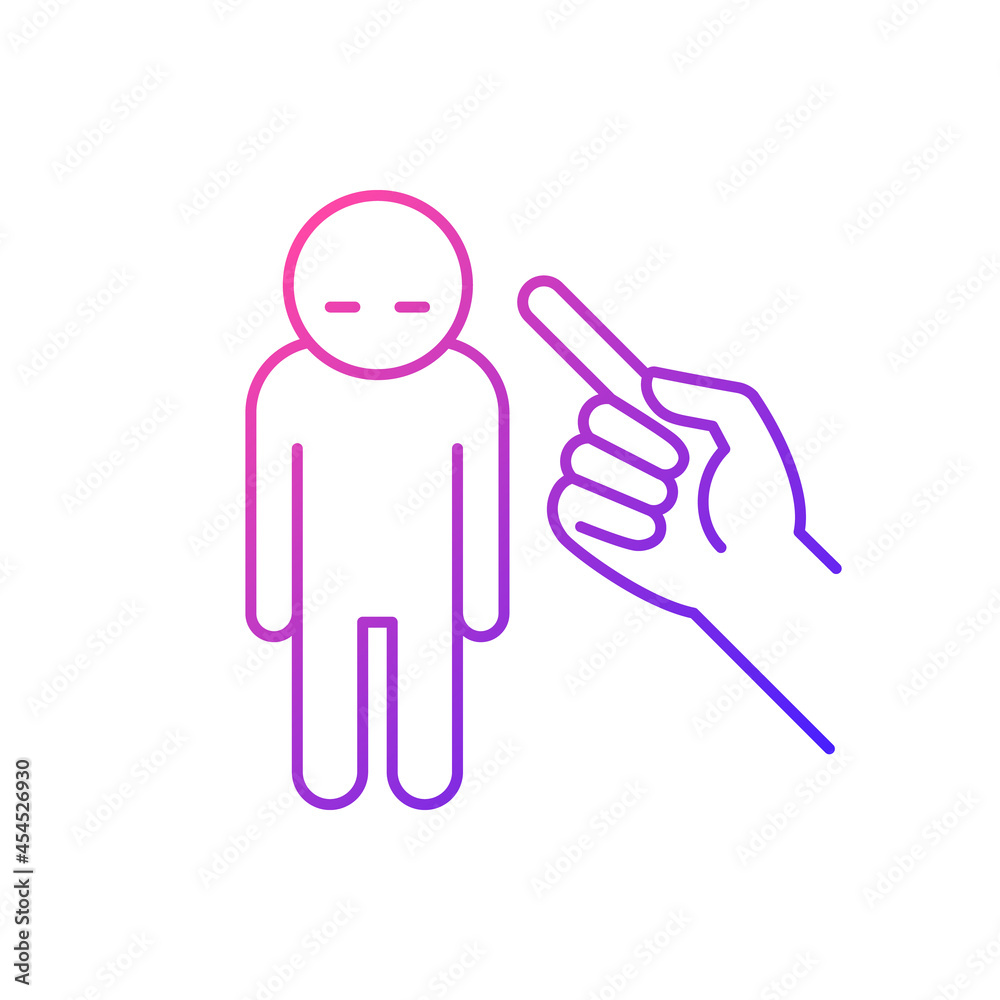 Punishment gesture gradient linear vector icon. Respond to child bad ...