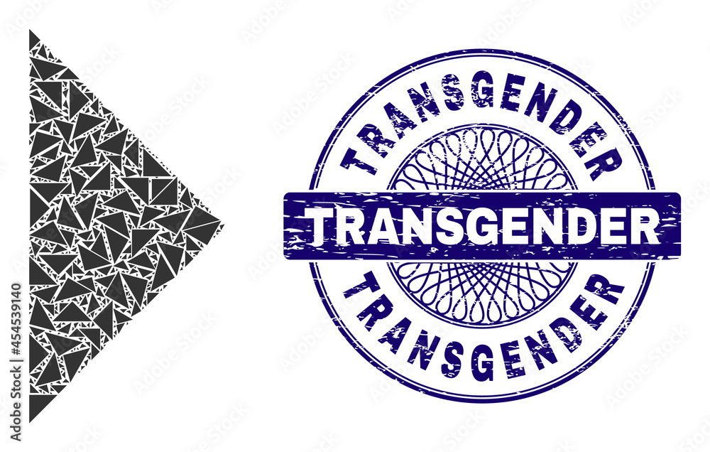 Recursive mosaic arrowhead right and Transgender round textured stamp ...