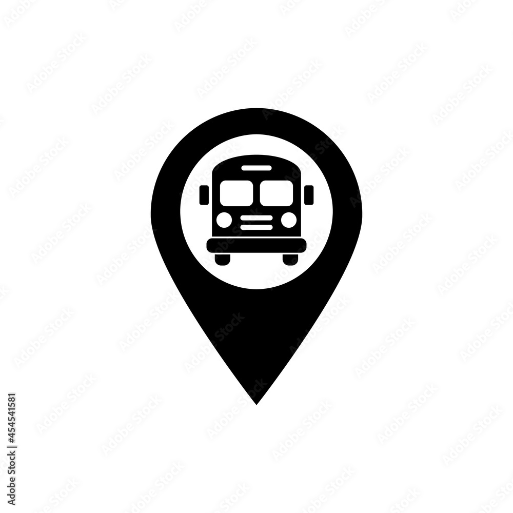 Bus pin pointer icon bus stop location map Stock Vector | Adobe Stock