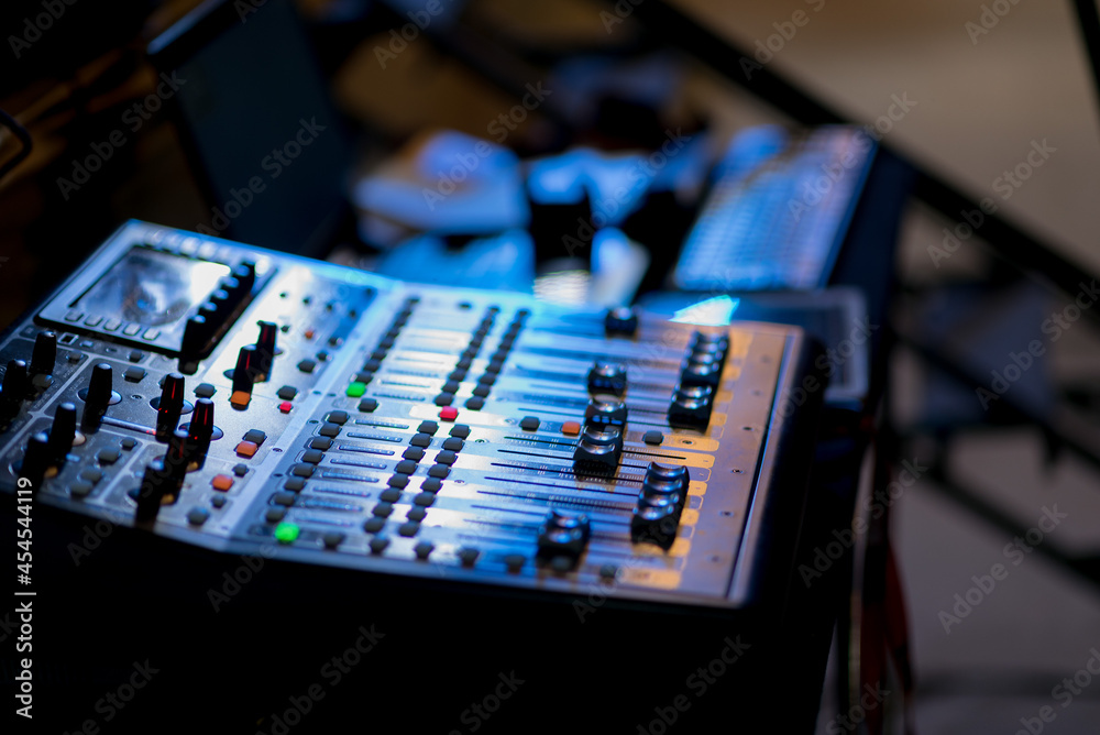 sound check for concert, mixer control, music engineer, backstage Stock ...
