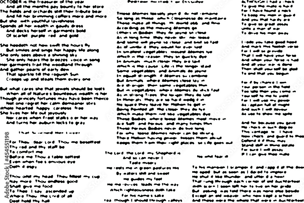 Monochrome grunge background of the handwritten page. Set of unreadable ...