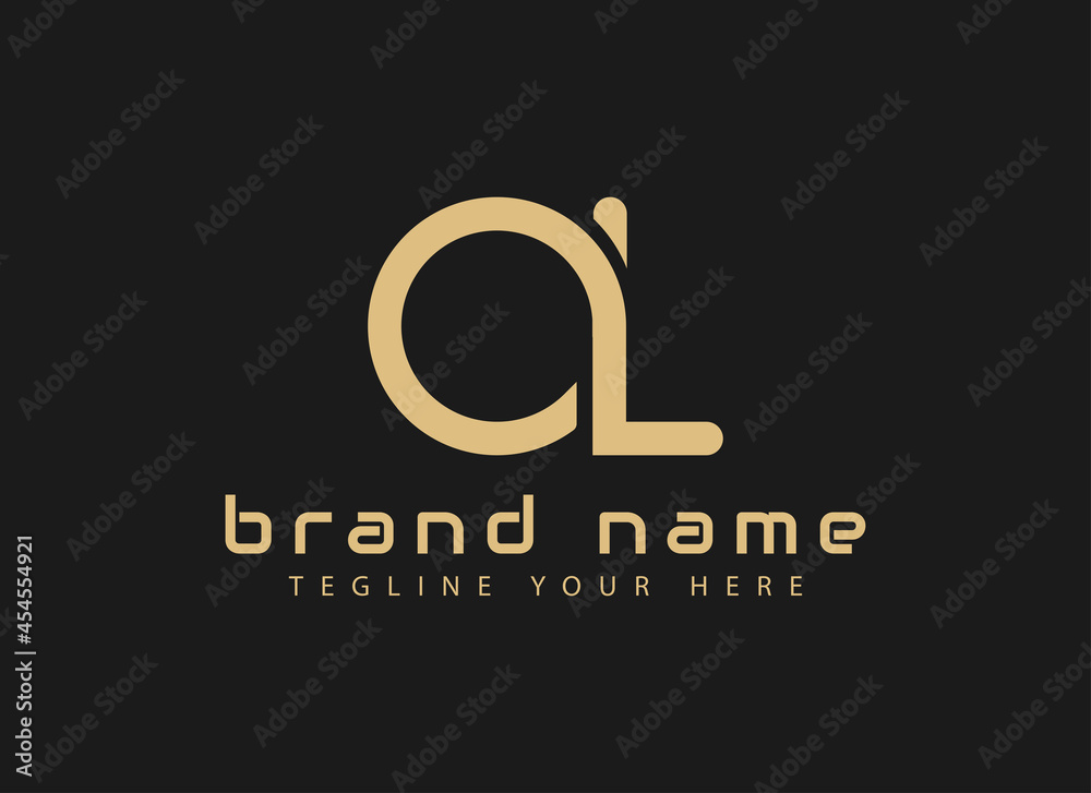 initial letter AL template logo design LUXURY GOLD COLOR Stock Vector ...