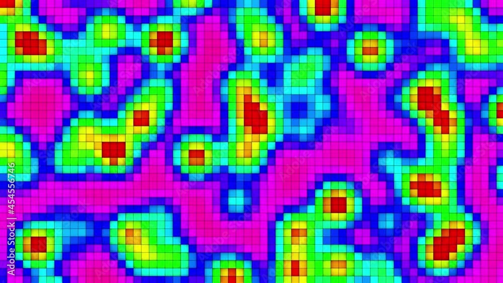 Abstract looping 3D animation of the moving colorful cubic pattern in a ...