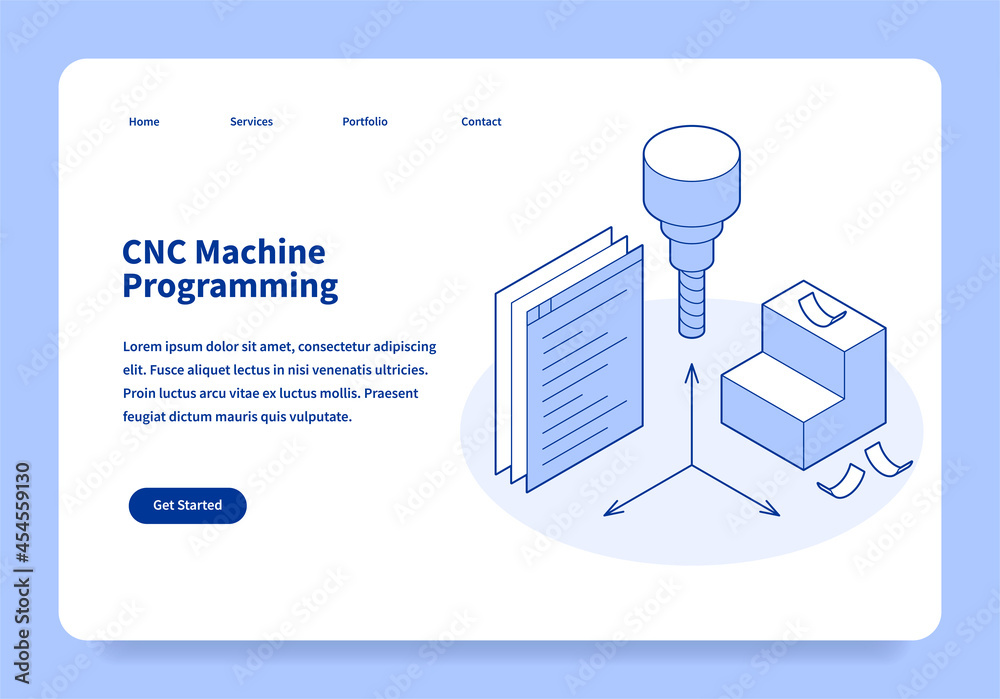 CNC Machine Programming Landing Page Concept Stock Vector | Adobe Stock