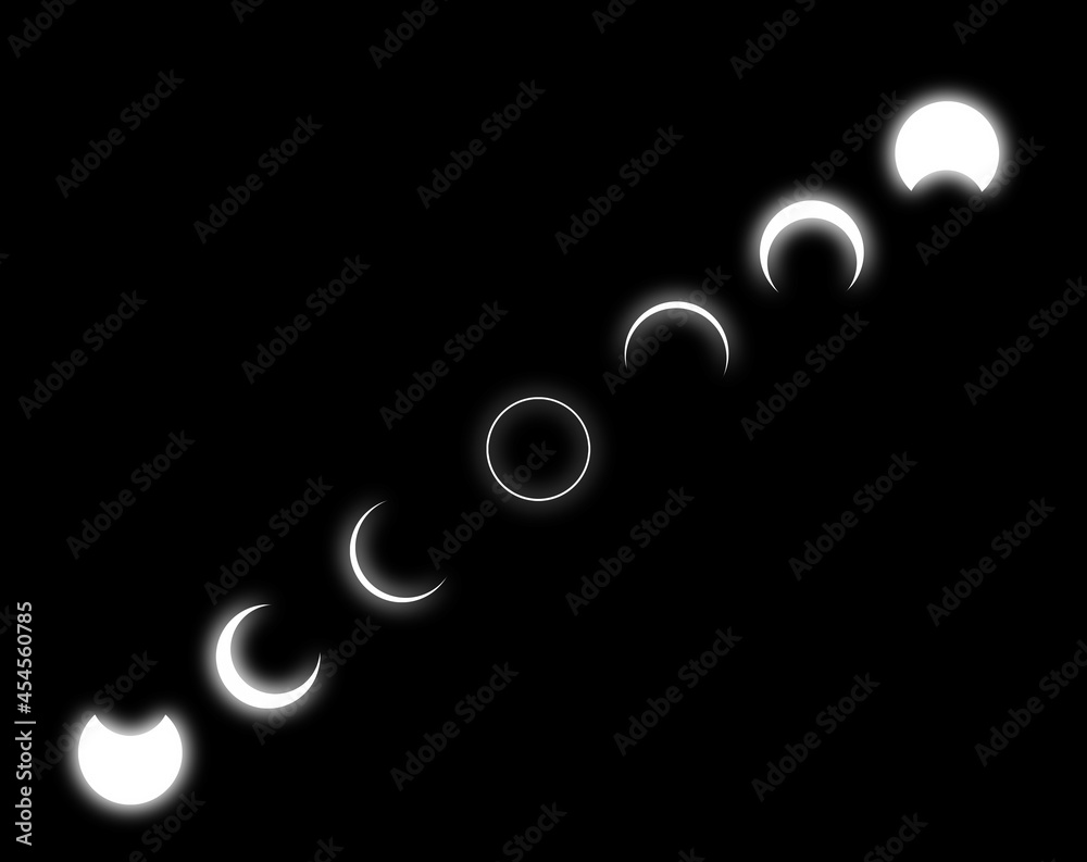 Solar eclipse. Full moon or lunar with light on sky in dark at night ...