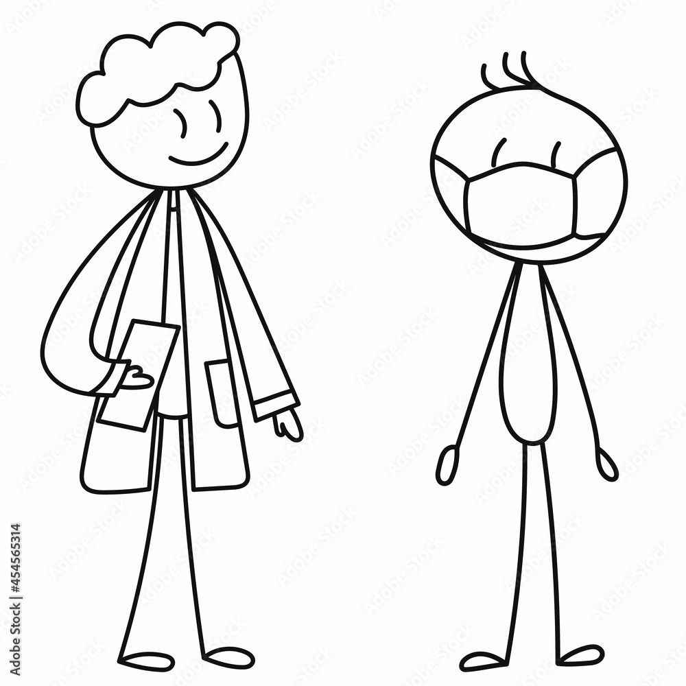 vector, isolated stick figure, doctor and patient Stock Vector | Adobe ...