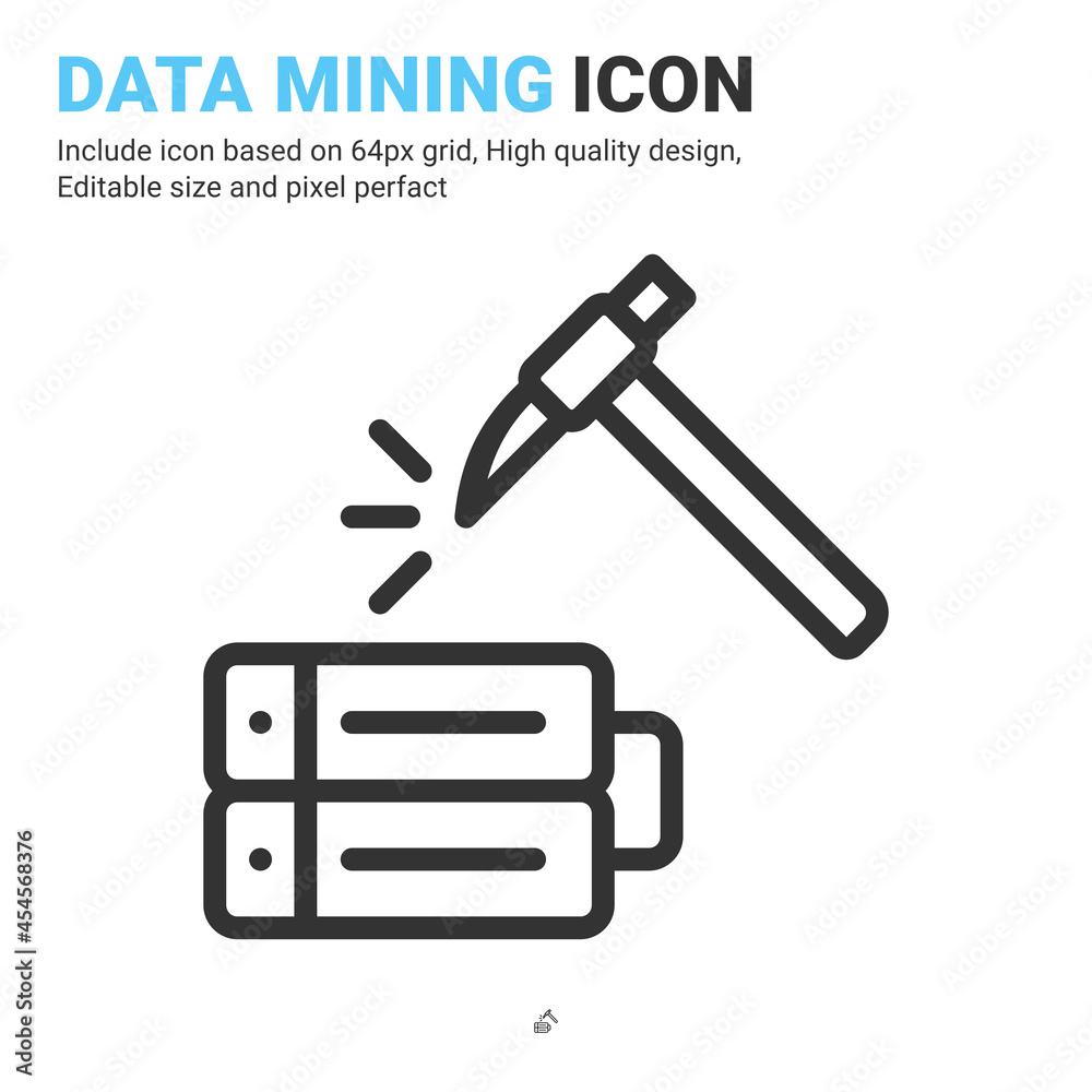 Data mining icon vector with outline style isolated on white background ...