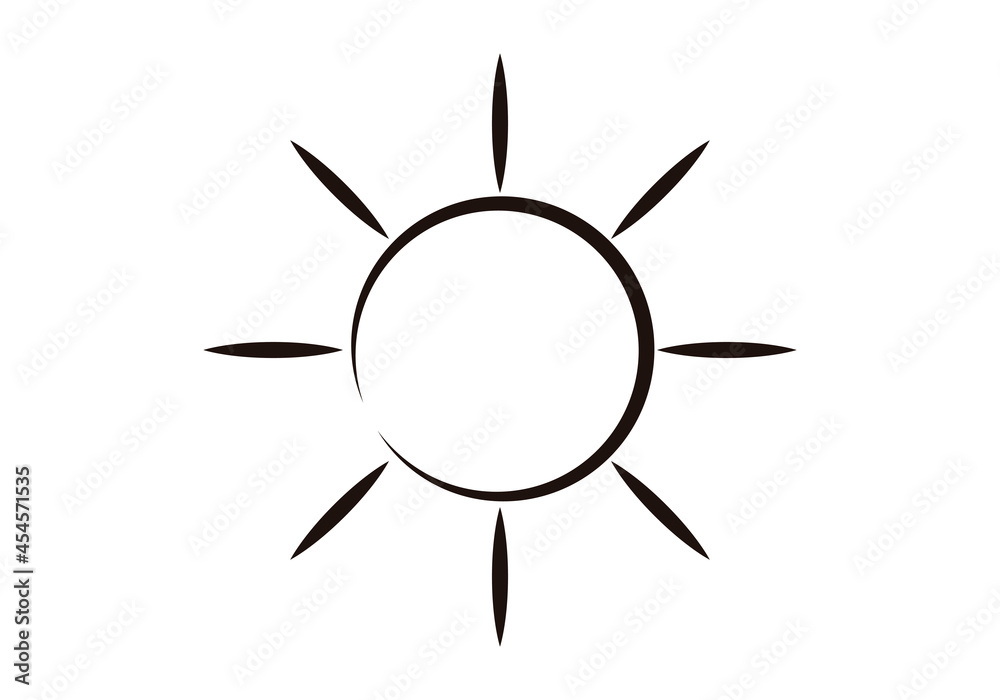 Icono negro de sol en fondo blanco. Stock Vector | Adobe Stock