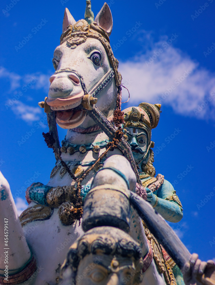 Statue of a lord Karuppu known for protecting the village, from Madurai ...