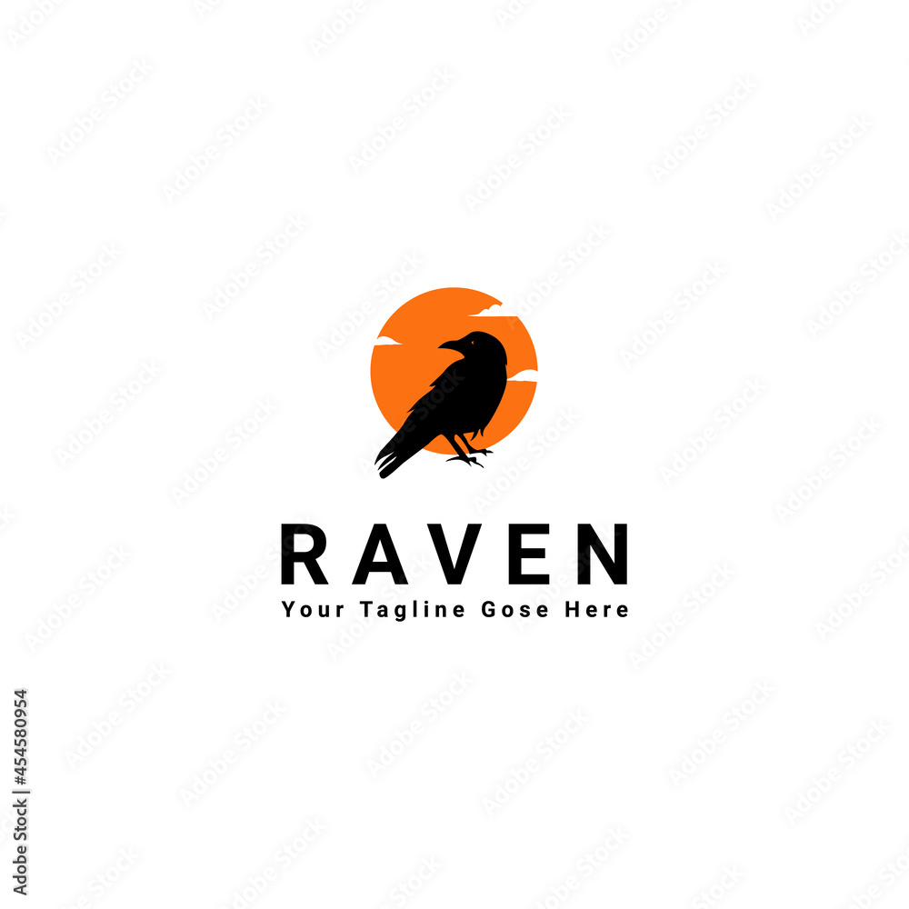 Raven logo design Stock Vector | Adobe Stock