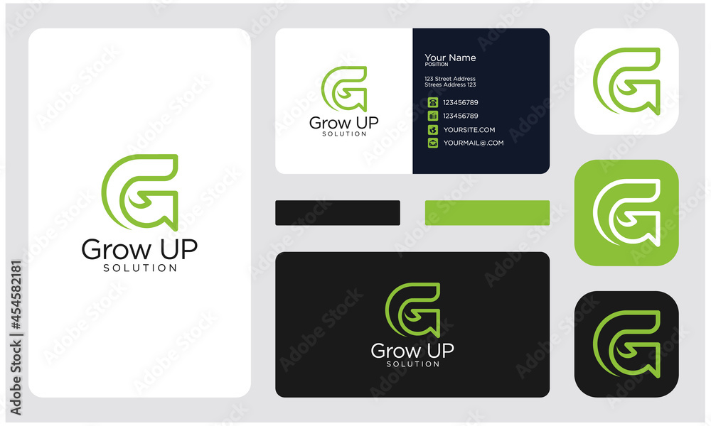 grow up line art letter G and arrow up logo. design inspiration ...