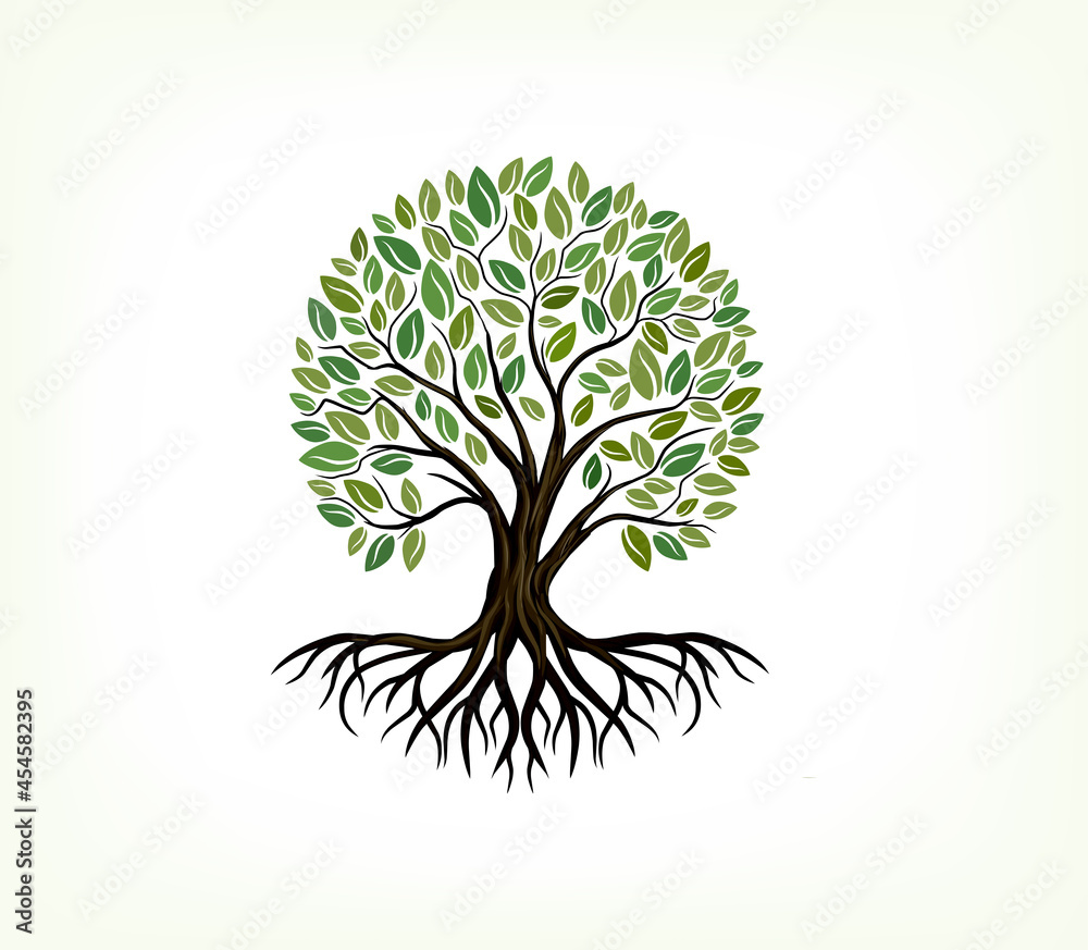 tree and roots vector illustration isolated, tree logo designs Stock ...
