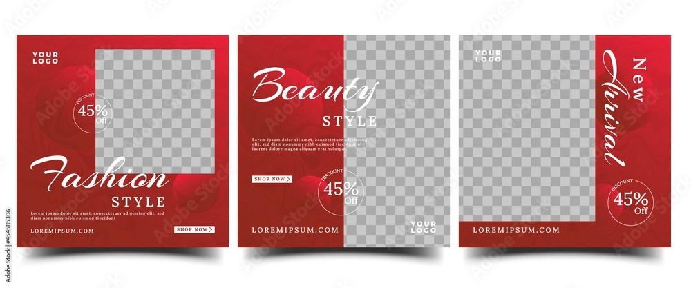 Set of Elegant fashion promotion social media post template. Gradient ...
