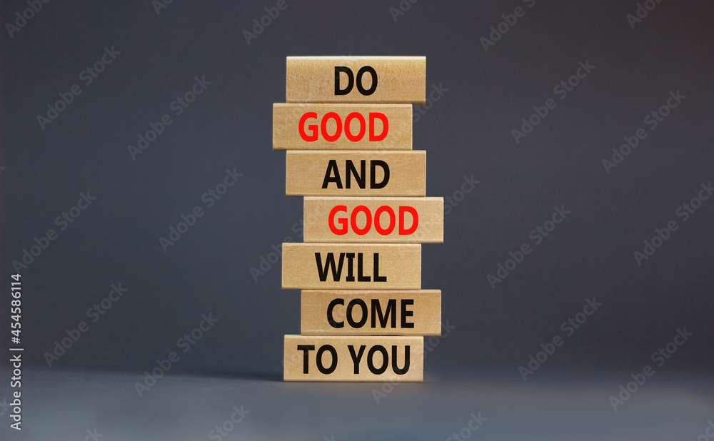 Concept of karma motivational words. Wooden blocks on the stack of ...