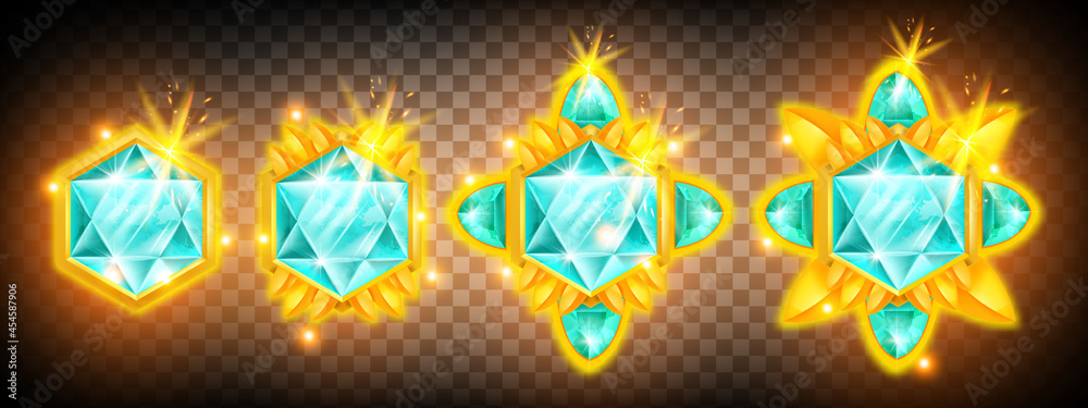 Vecteur Stock Game gem vector crystal icon set, diamond UI jewel ...
