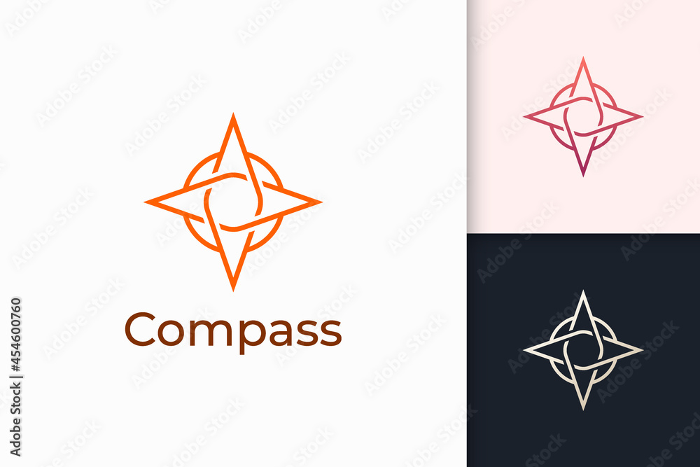 Compass logo in simple shape for outdoor business or community vector ...