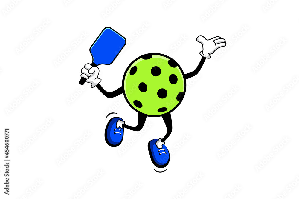 pickleball cartoon character in jumping or smash position, for any ...