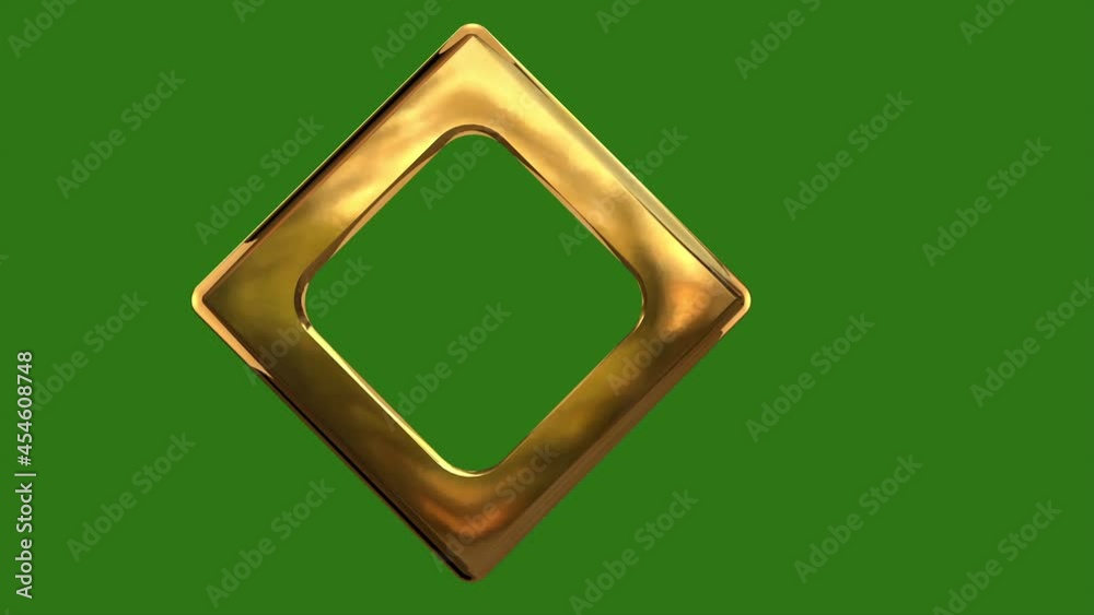 Gold frame hanging on green background footage, Golden frame moving ion ...