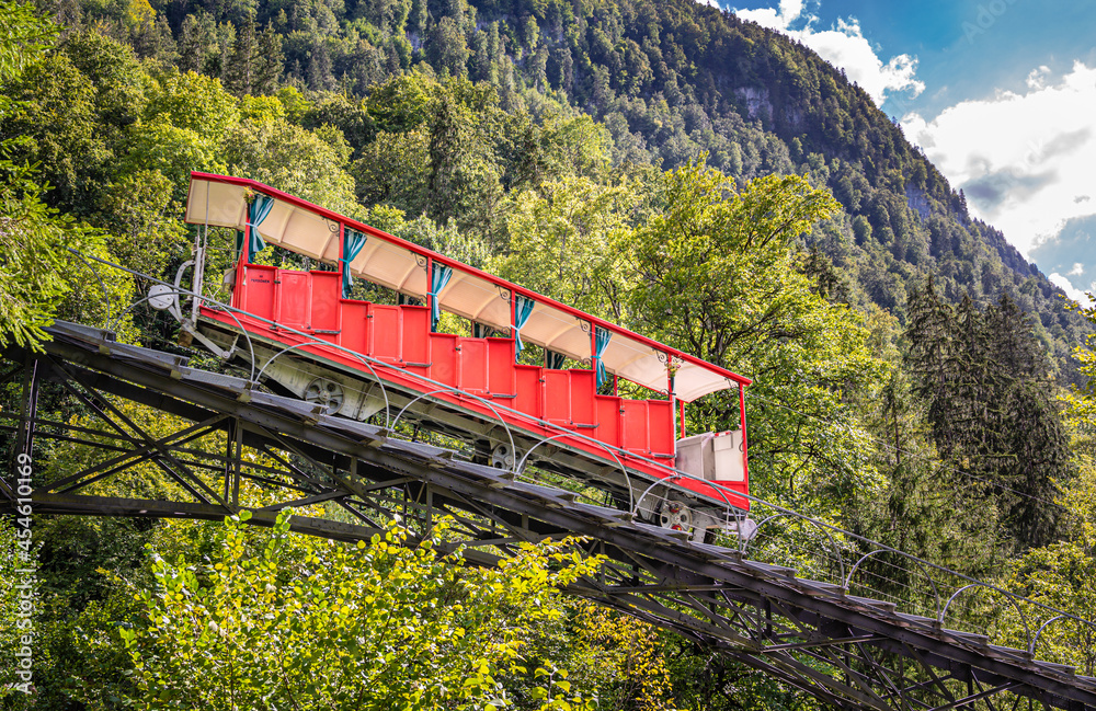 Photo & Art Print The oldest cable car in Europe - Giessbach Funicular ...