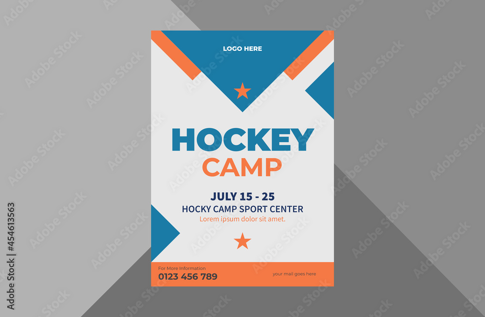 hockey camp flyer design template. sports event poster leaflet design ...