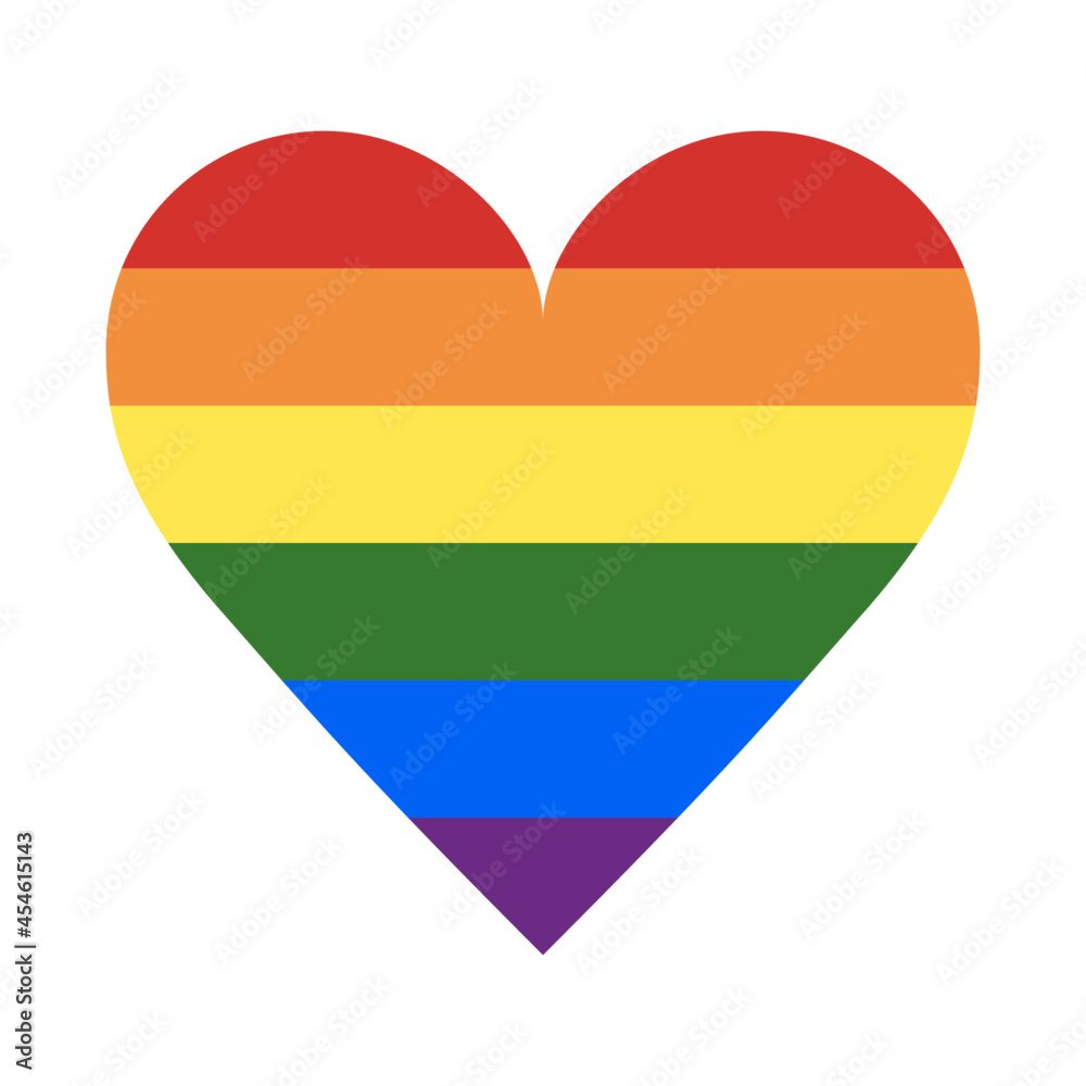 LGBT+ rainbow flag colors on heart shape silhouette vector illustration ...