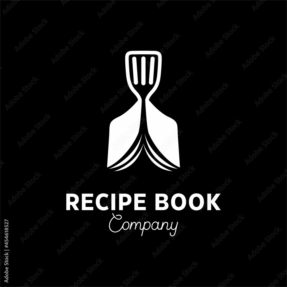 Cookbook logo icon symbol with recipe book with cook and in simple ...