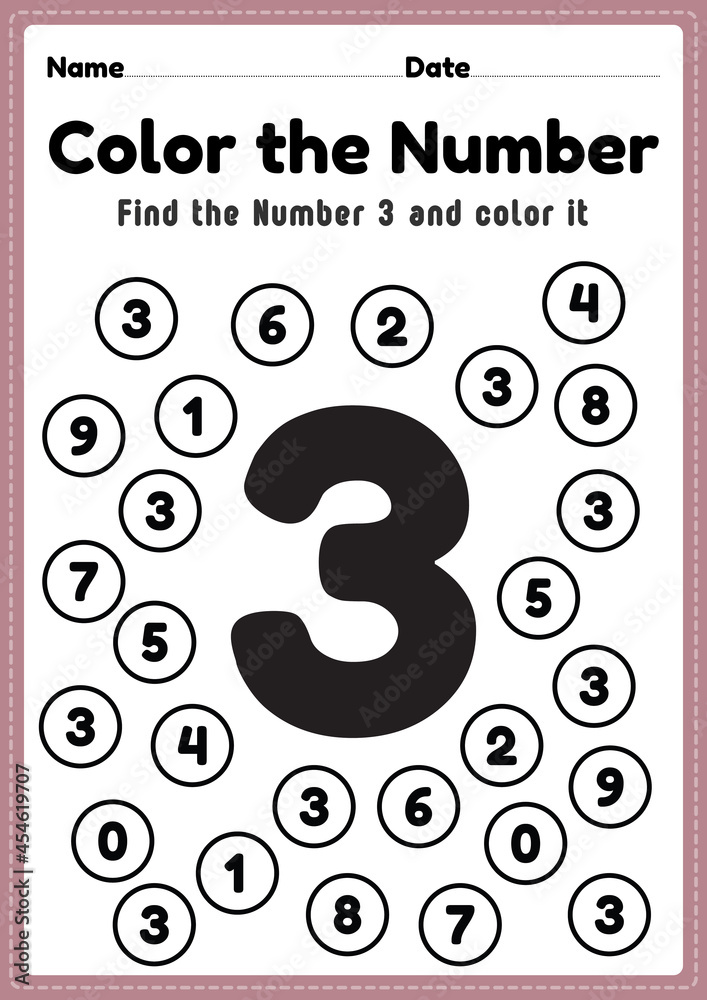 Number worksheet, number 3 worksheet math coloring activities for ...