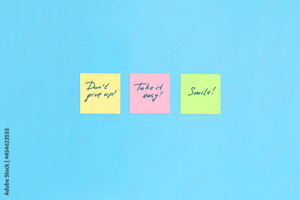 Sticky notes with handwritten motivational inscriptions Stock Photo ...