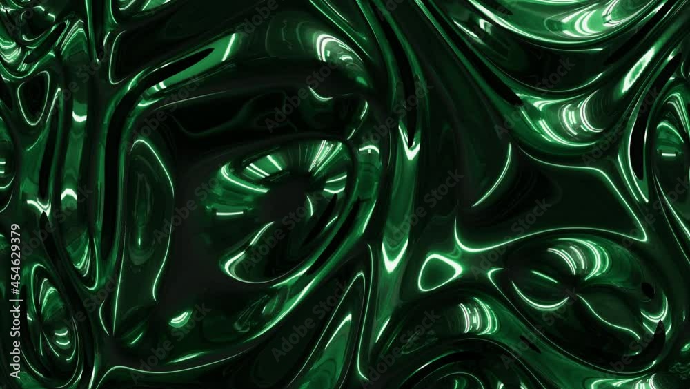 Iridescent metallic vibrant dark green color surface with motion ...