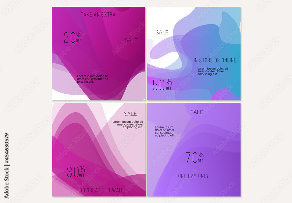 Social Media Post Layout with Transparent Overlapping Gradient Waves ...