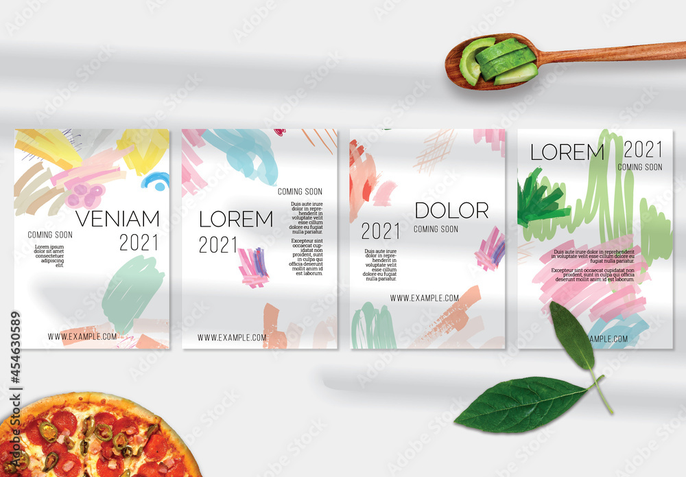 Poster Layout with Abstract Marker Scribble on White Stock Template ...