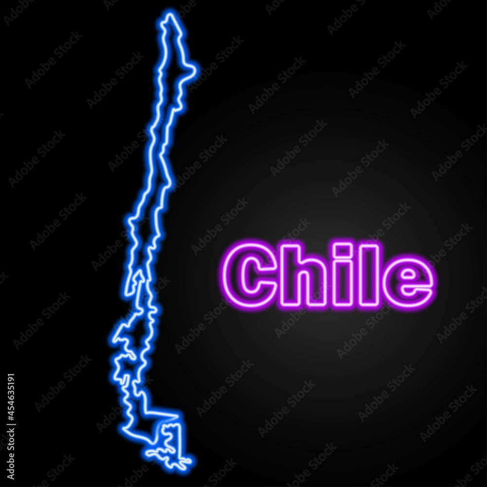 Chile neon map, isolated vector illustration. Stock Vector | Adobe Stock