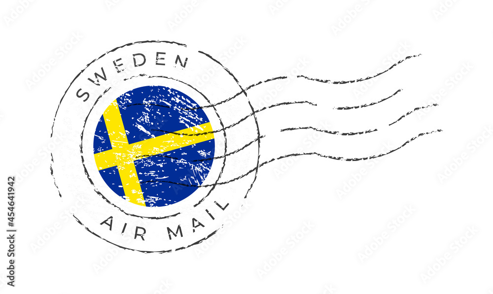 sweden postage mark. National Flag Postage Stamp isolated on white ...
