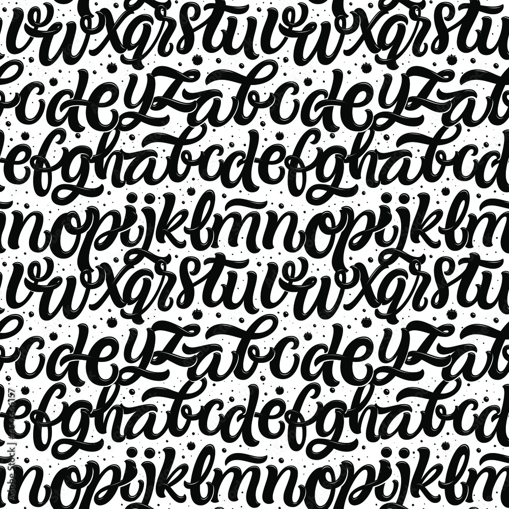 Vector Hand Drawn Seamless Pattern. Brush Painted Letters. Handwritten ...