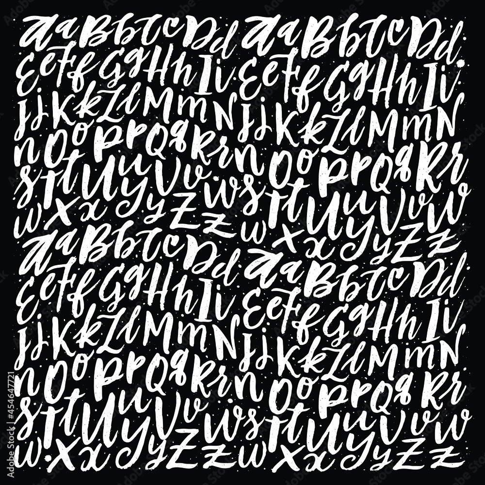 Vector Hand Drawn Seamless Pattern. Brush Painted Letters. Handwritten ...