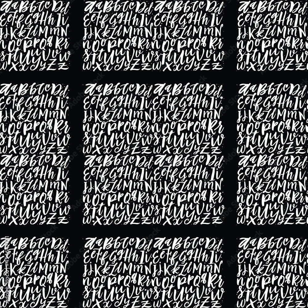 Vector Hand Drawn Seamless Pattern. Brush Painted Letters. Handwritten ...