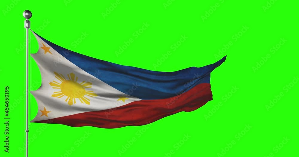 Philippines national flag waving on green screen. Chroma key animation ...