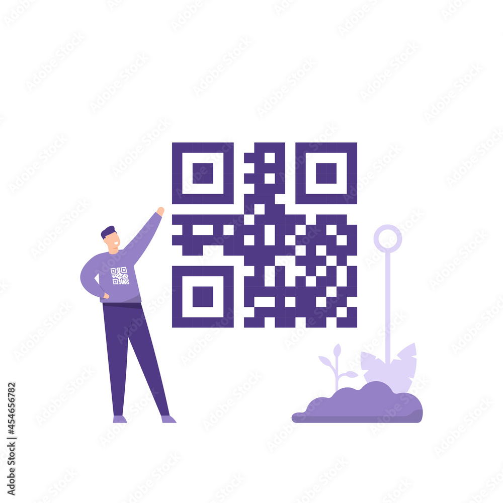 Illustration Of A Person Standing Next To A QR Code The Concept Of illustration-of-a-person-standing-next-to-a-qr-code-the-concept-of