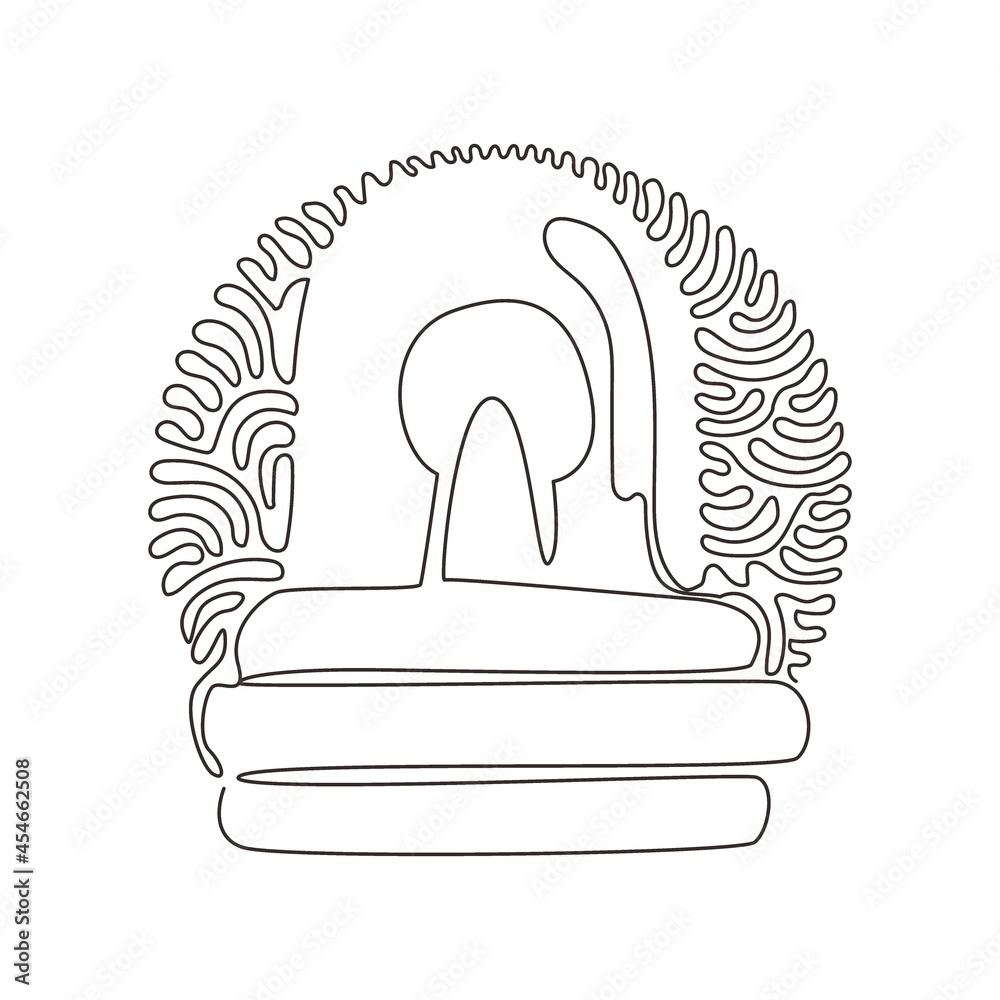 Single continuous line drawing emergency siren icon. Fire warning sign ...