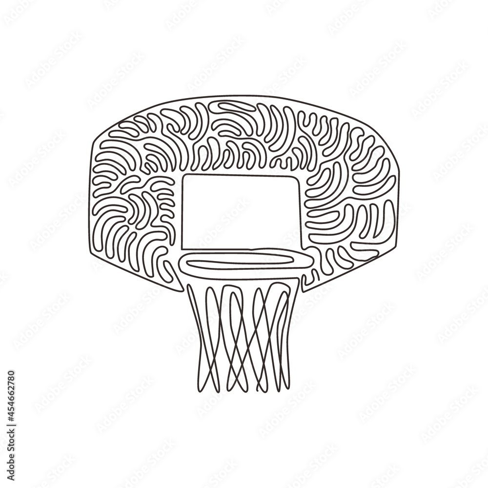 Continuous one line drawing basketball hoop, basketball basket. Net ...