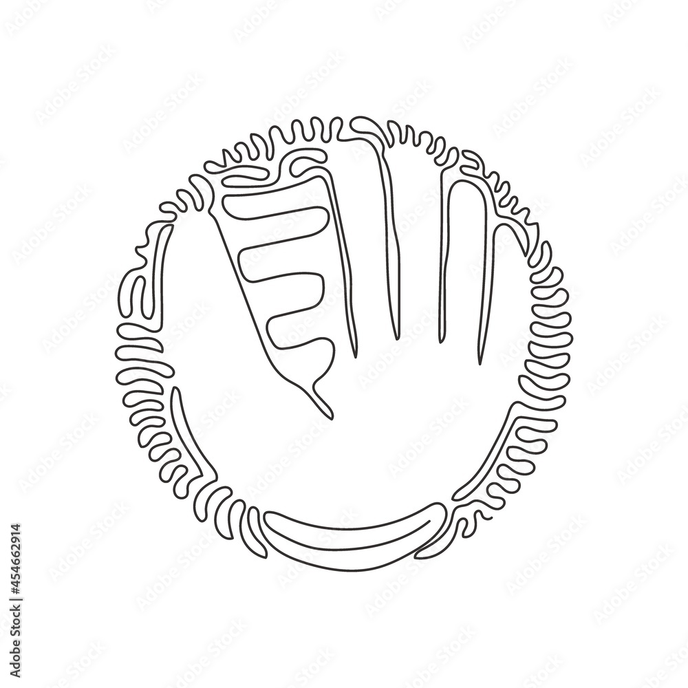 Continuous one line drawing baseball leather glove for championship ...