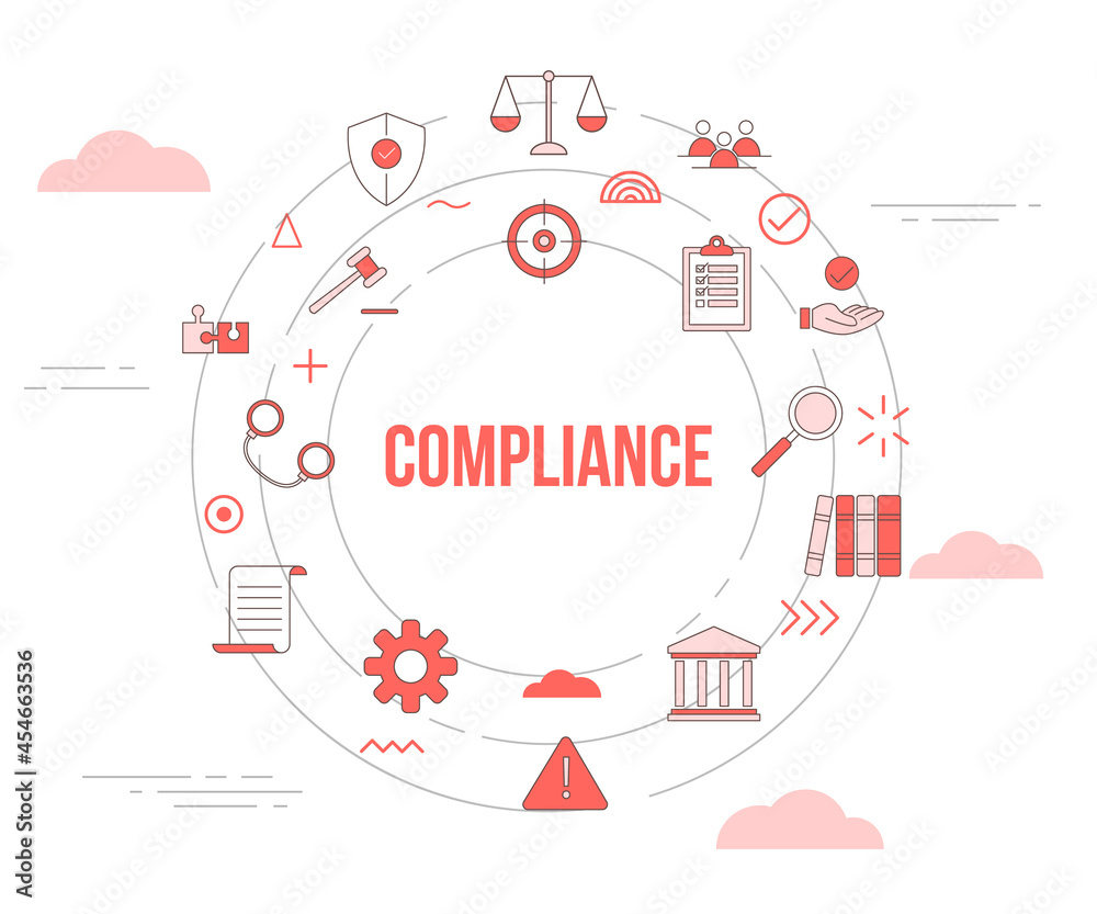 compliance concept with icon set template banner and circle round shape ...
