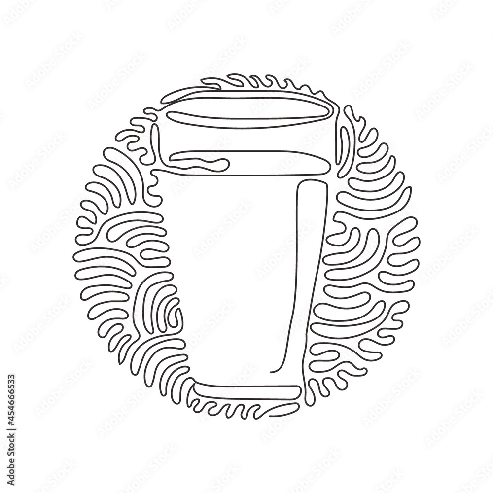 Continuous one line drawing soft drink in glass. Cold soda to crave for ...